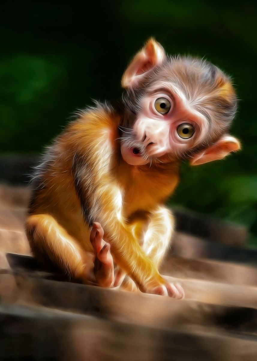 'surprised monkey' Poster, picture, metal print, paint by photoplace ...