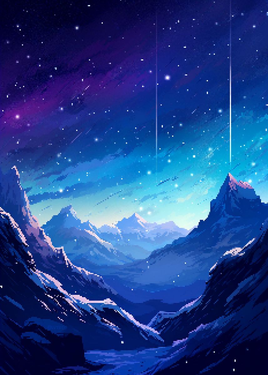 'Arctic Aurora Pixel Art' Poster, picture, metal print, paint by LVTFCO ...