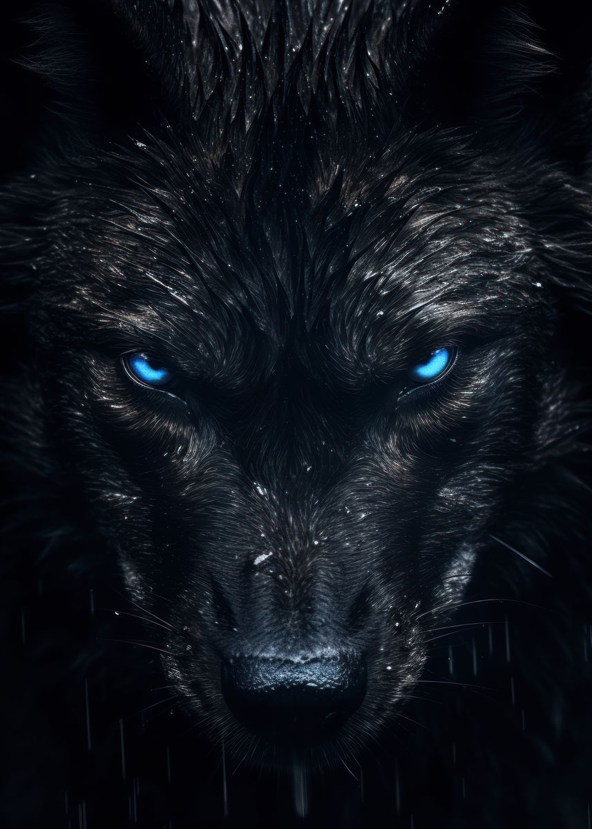 'black wolf with blue eyes' Poster, picture, metal print, paint by Adel ...