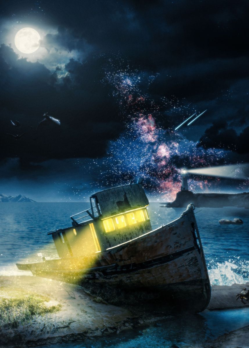 'Shipwrecked' Poster, picture, metal print, paint by Elipscease | Displate