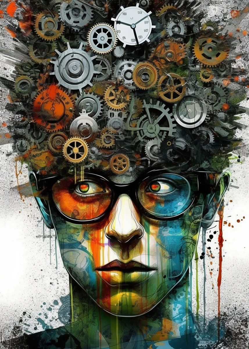 'Overthinker Man' Poster, picture, metal print, paint by Cybronauts ...