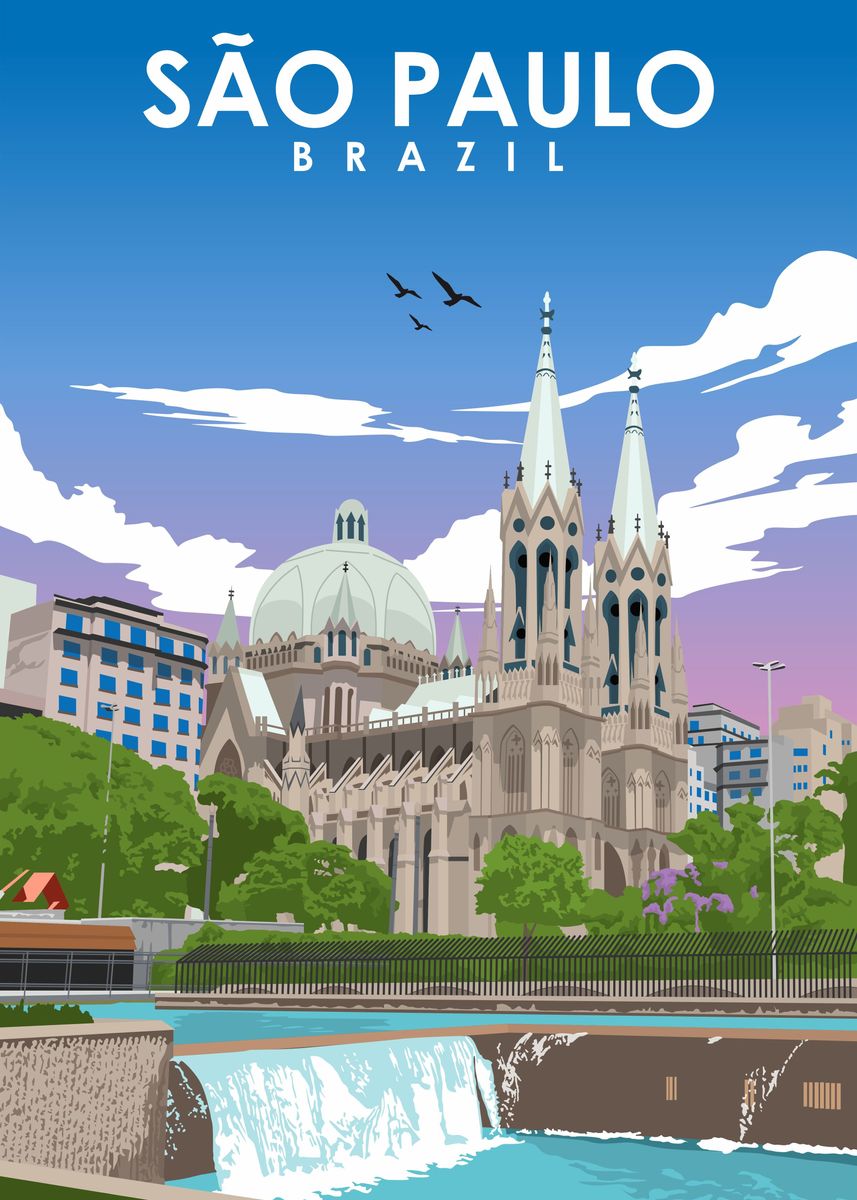 'Sao Paulo Brazil Poster' Poster, picture, metal print, paint by Jorn ...