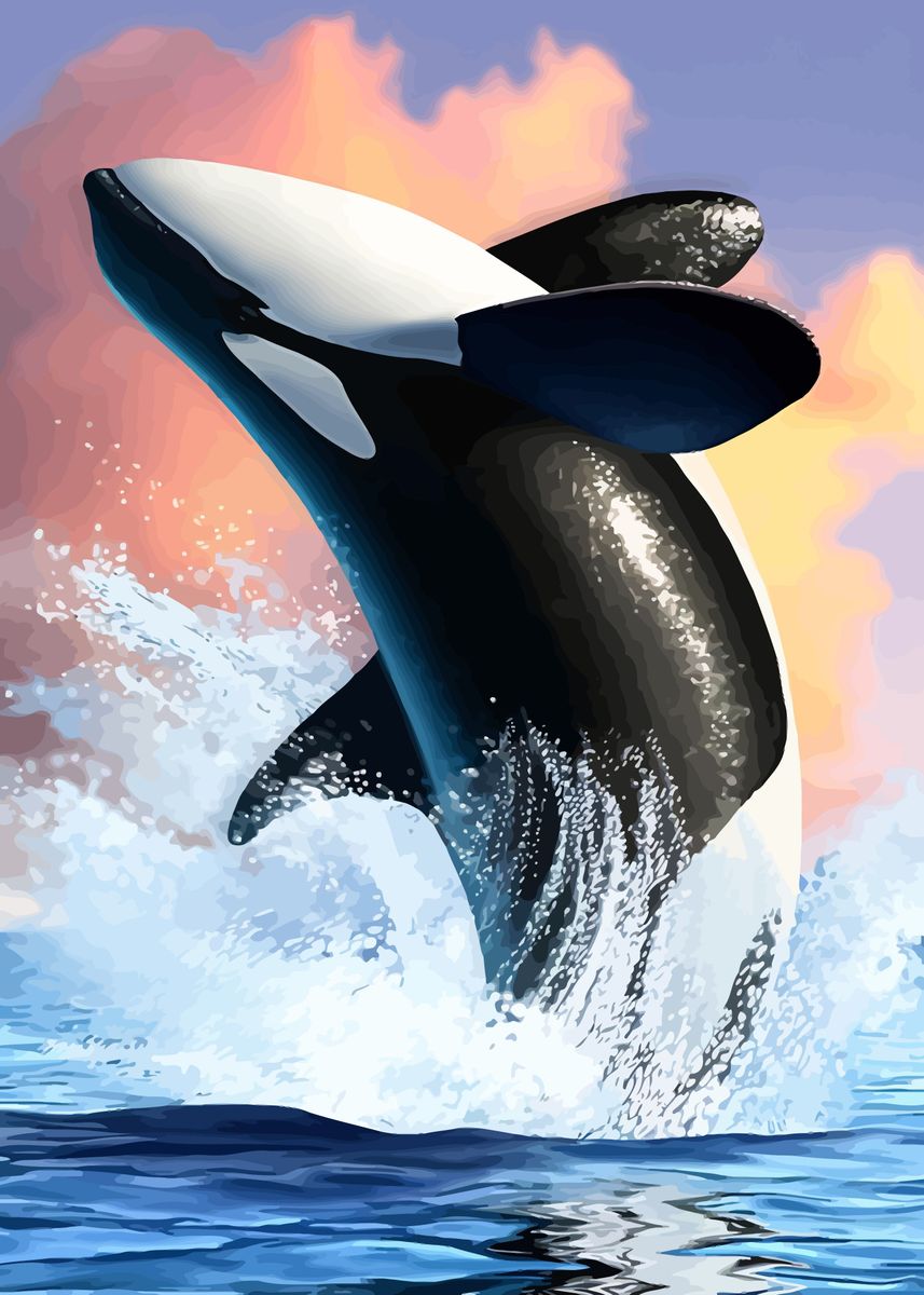'Ocean Orca' Poster, picture, metal print, paint by tinalamber | Displate
