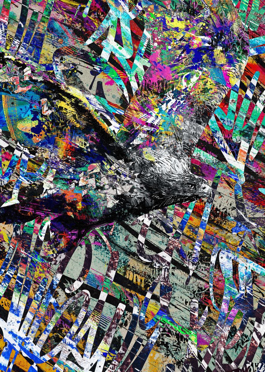 'Flying Graffiti Eagle' Poster, picture, metal print, paint by ...