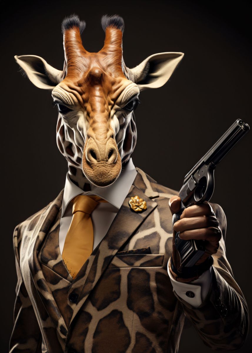 'The Vintage Ganger Giraffe' Poster, picture, metal print, paint by ...