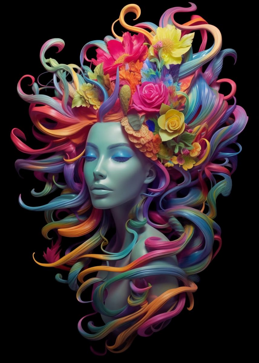 'Colorful Medusa' Poster, picture, metal print, paint by Cybronauts ...