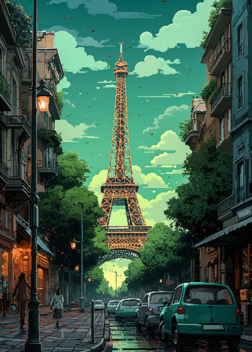 'Paris Pixel Art' Poster, picture, metal print, paint by Pucaaa | Displate