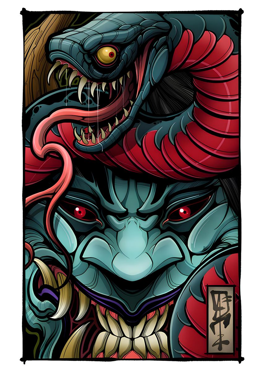 'Oni snak samurai' Poster, picture, metal print, paint by Kw Supers ...