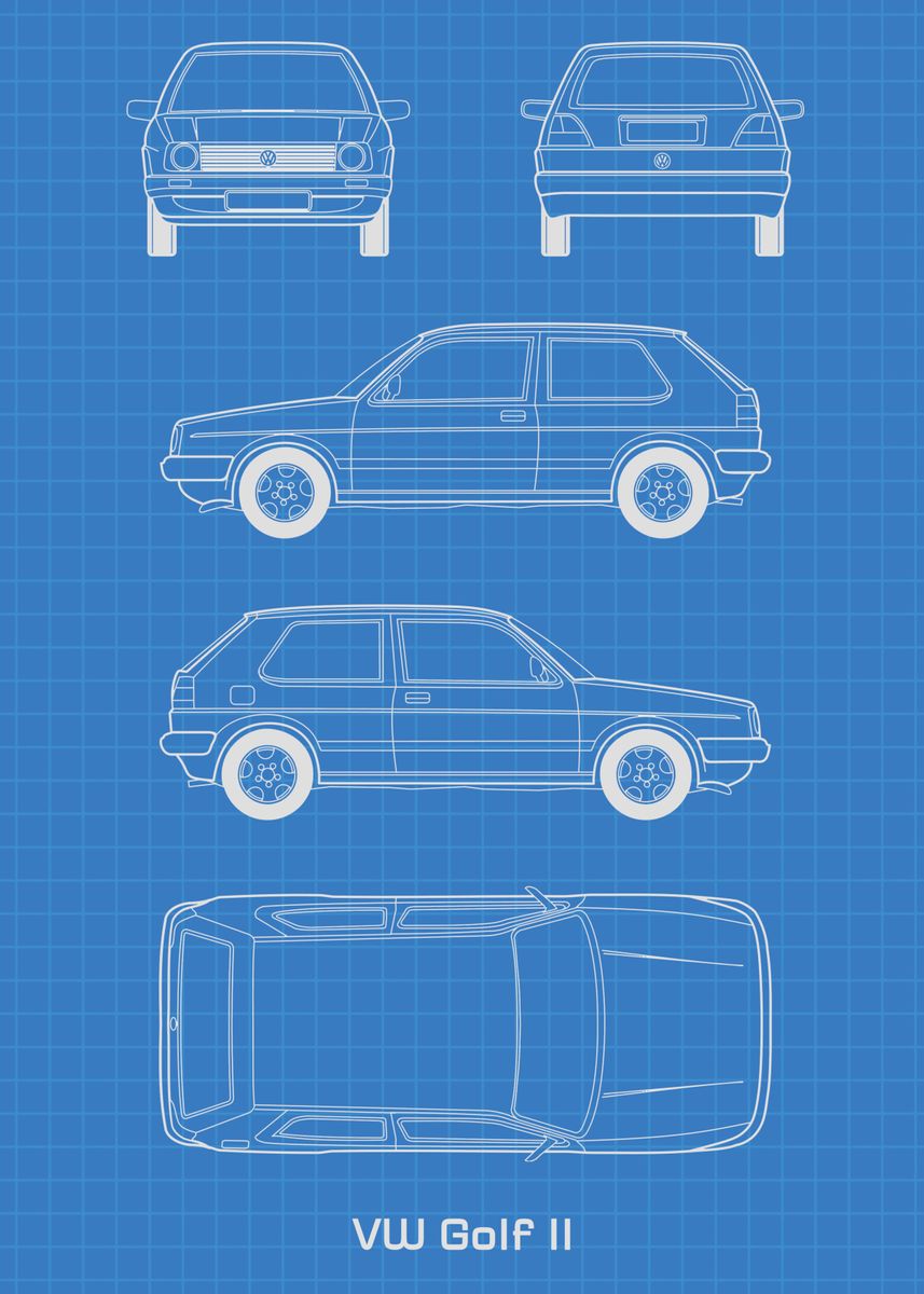 'VW Golf II MK2' Poster, picture, metal print, paint by Aleksandras ...