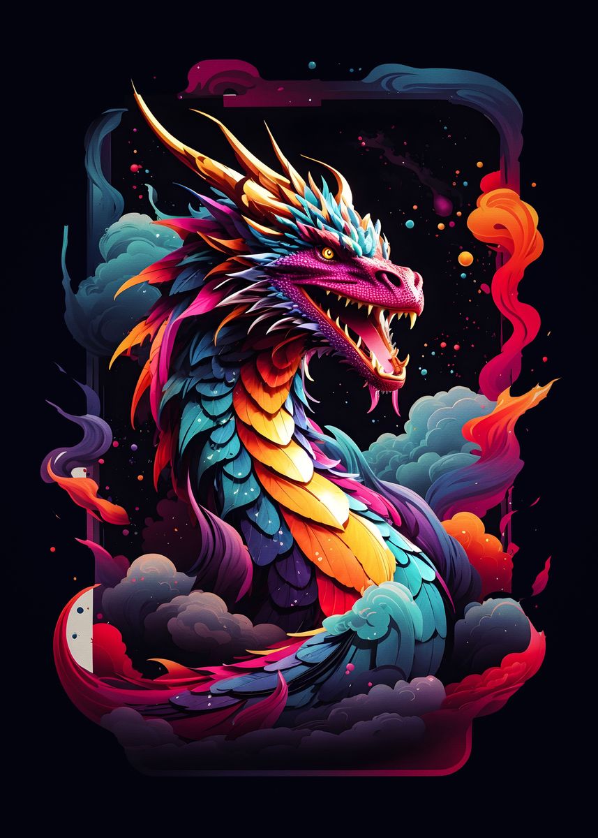 'Dragon Colorful' Poster, picture, metal print, paint by Dream Reality ...