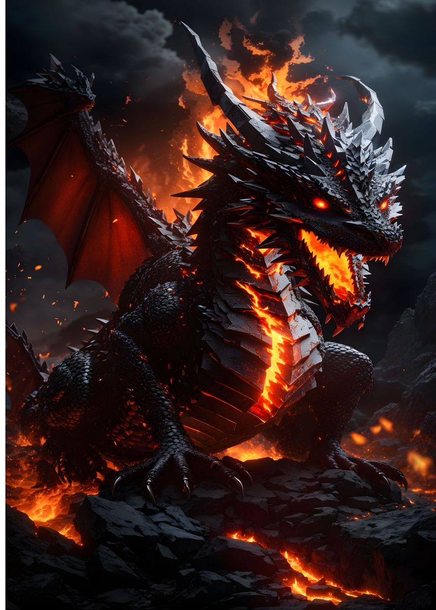 'Dangerous Dragon Fire' Poster, picture, metal print, paint by Anji Far ...