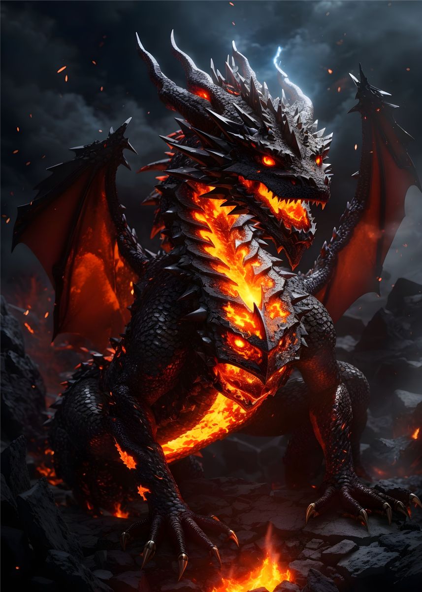 'Dangerous Dragon Fire' Poster, picture, metal print, paint by Anji Far ...