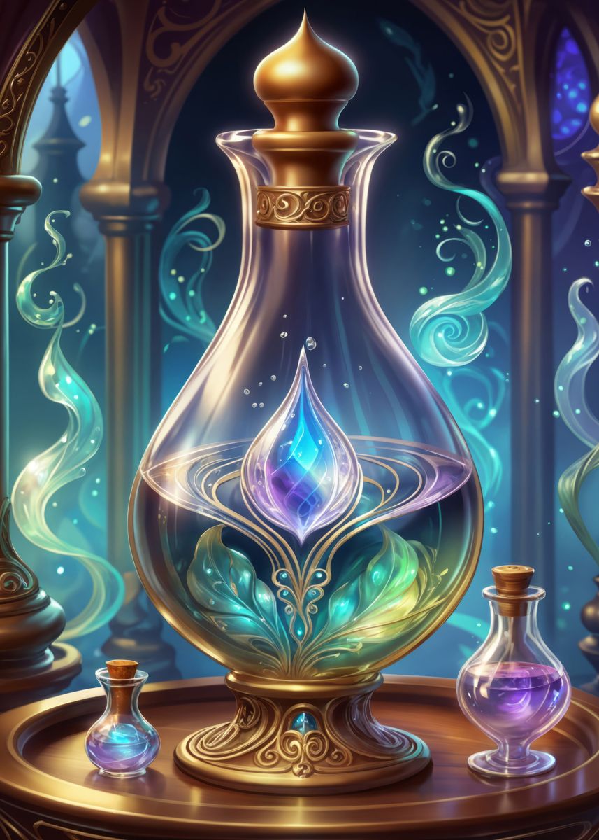 'Flask with magic elixir' Poster, picture, metal print, paint by ...