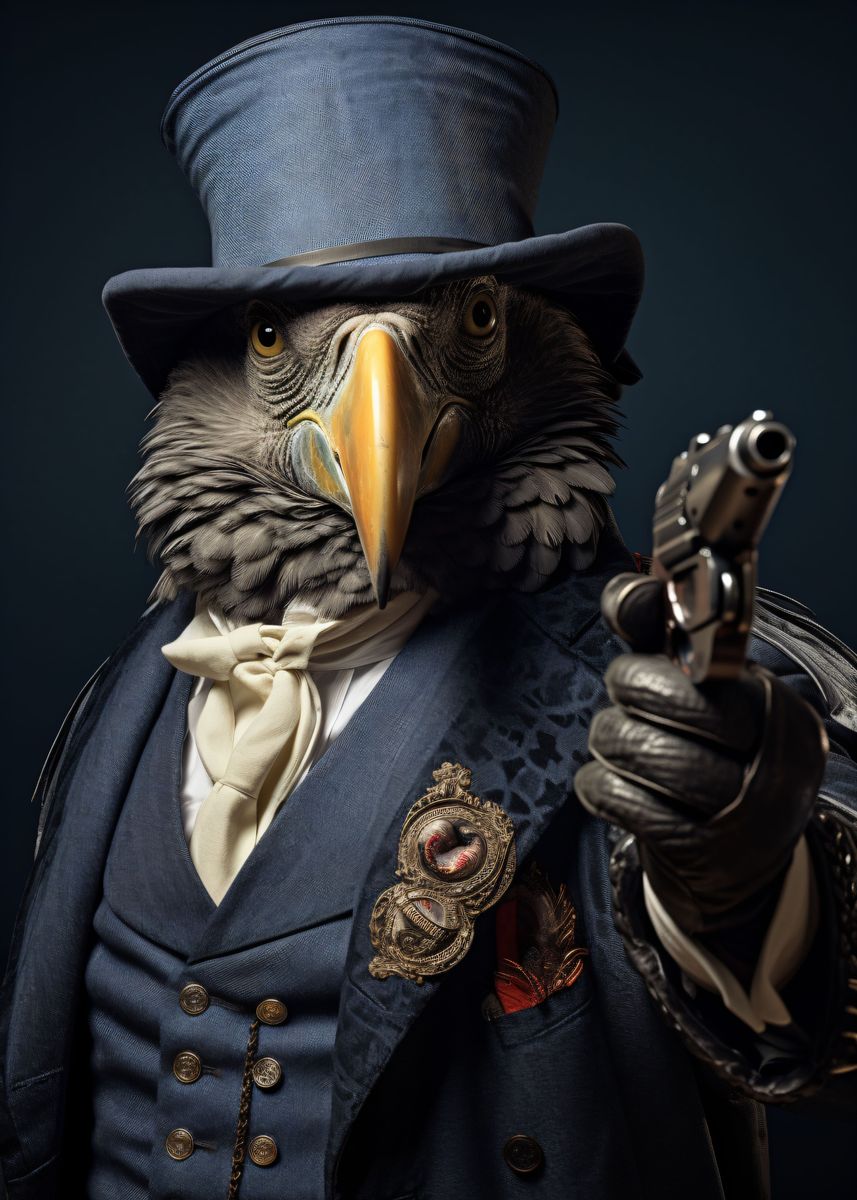 'Vintage Gangster Pigeon' Poster, picture, metal print, paint by ...