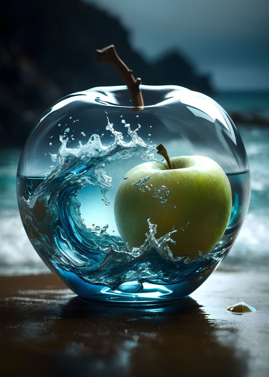 'Glass Apple Ocean' Poster, picture, metal print, paint by Dream ...