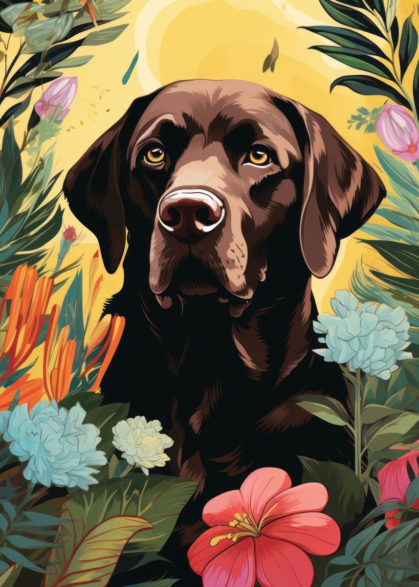 'Chocolate labrador' Poster, picture, metal print, paint by Nguyen Quoc ...