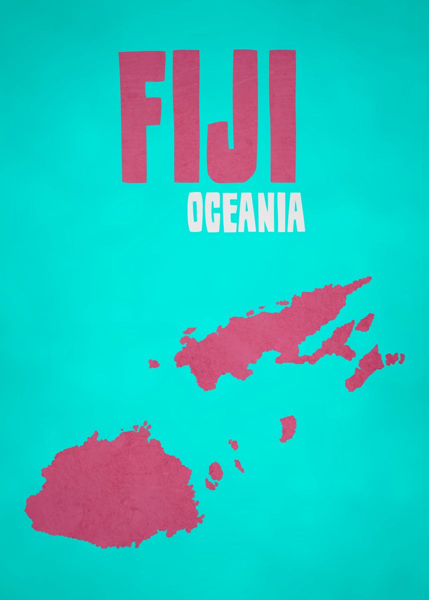 'FIJI ISLAND MAP' Poster, picture, metal print, paint by KIMIDIGI ...