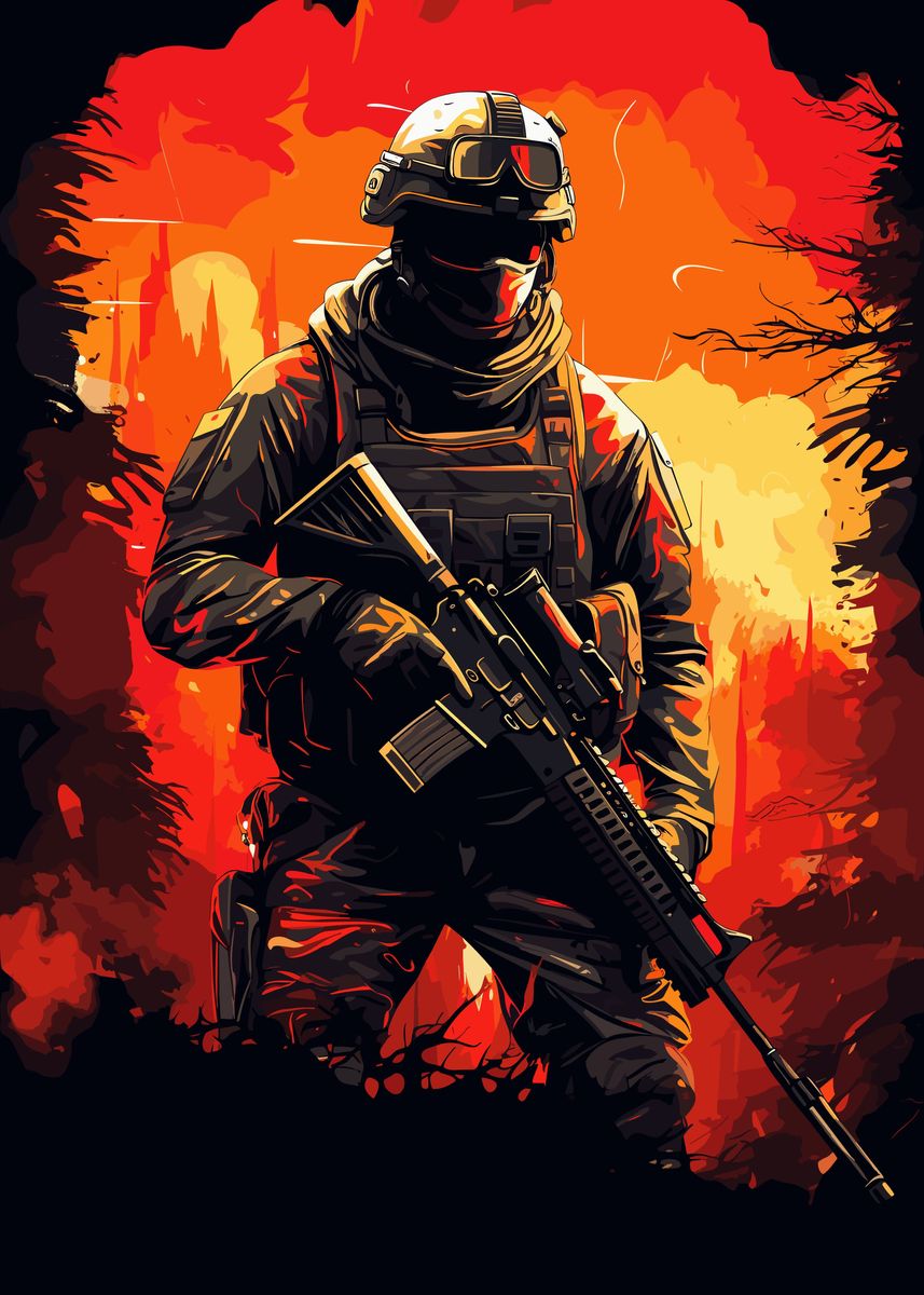 'Soldier Warrior Fighter' Poster, picture, metal print, paint by Mesh ...