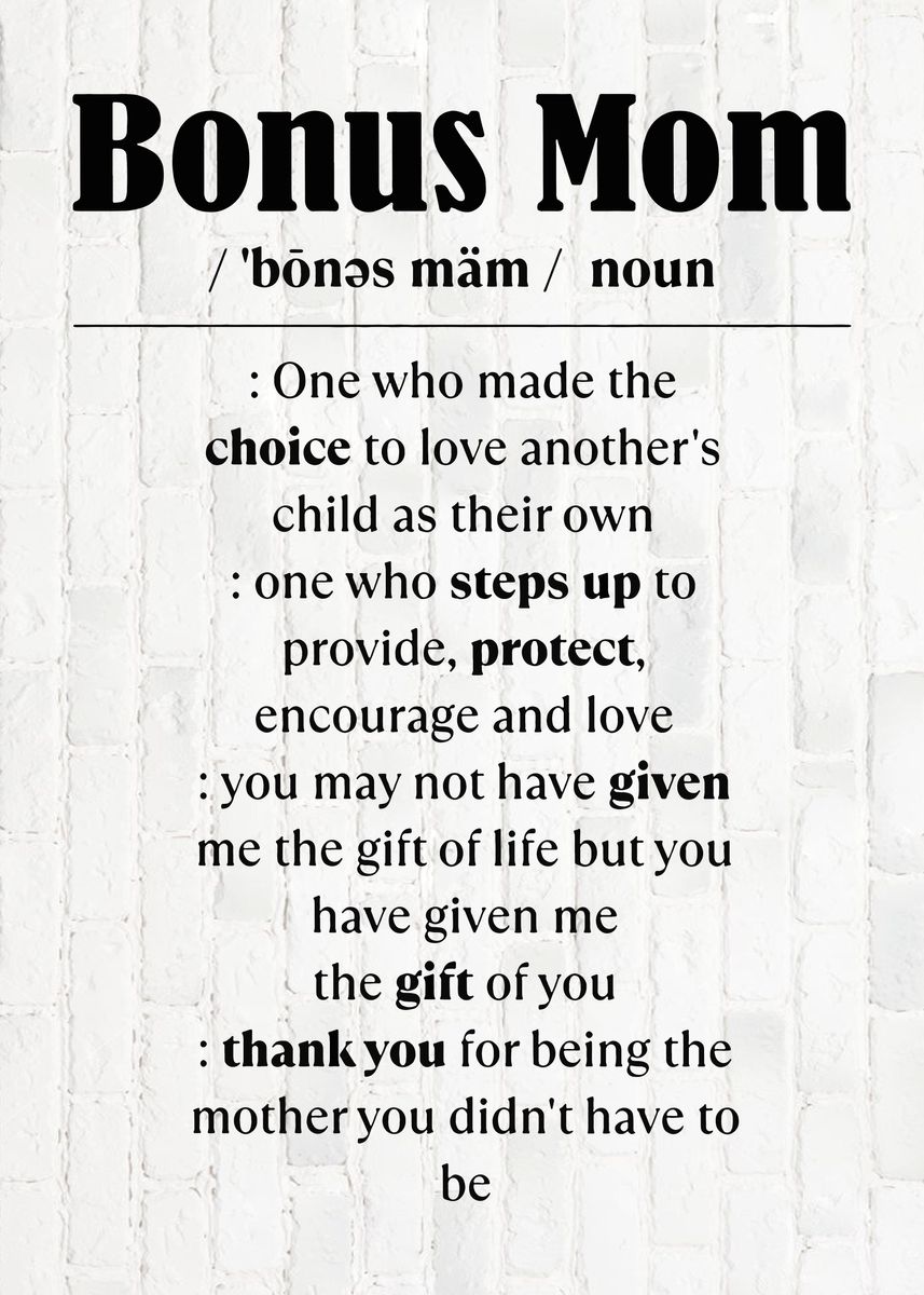 'Bonus Mom Gift Bonus Mom' Poster, picture, metal print, paint by Loves ...