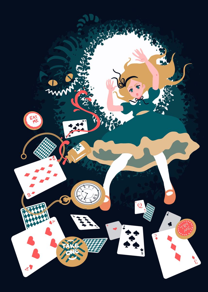 'Down the Rabbit Hole' Poster, picture, metal print, paint by Retro ...