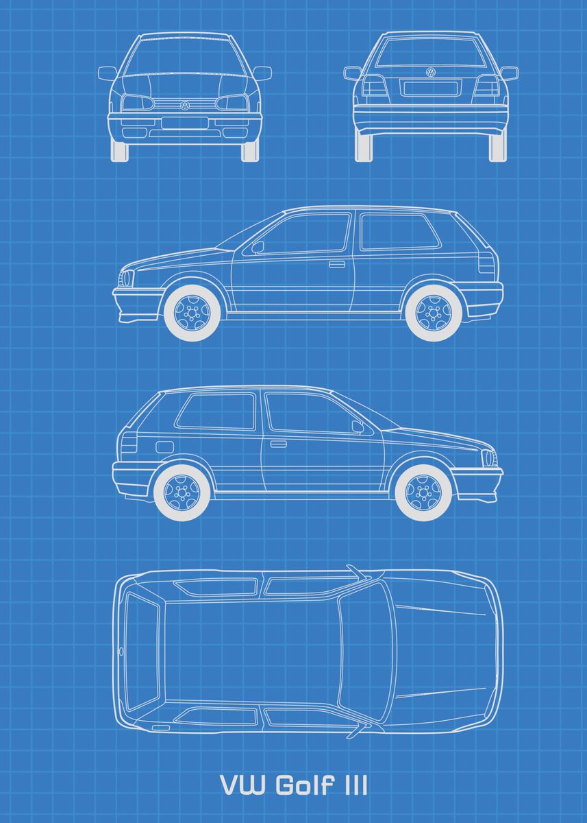 'VW Golf III MK3' Poster, picture, metal print, paint by Aleksandras ...