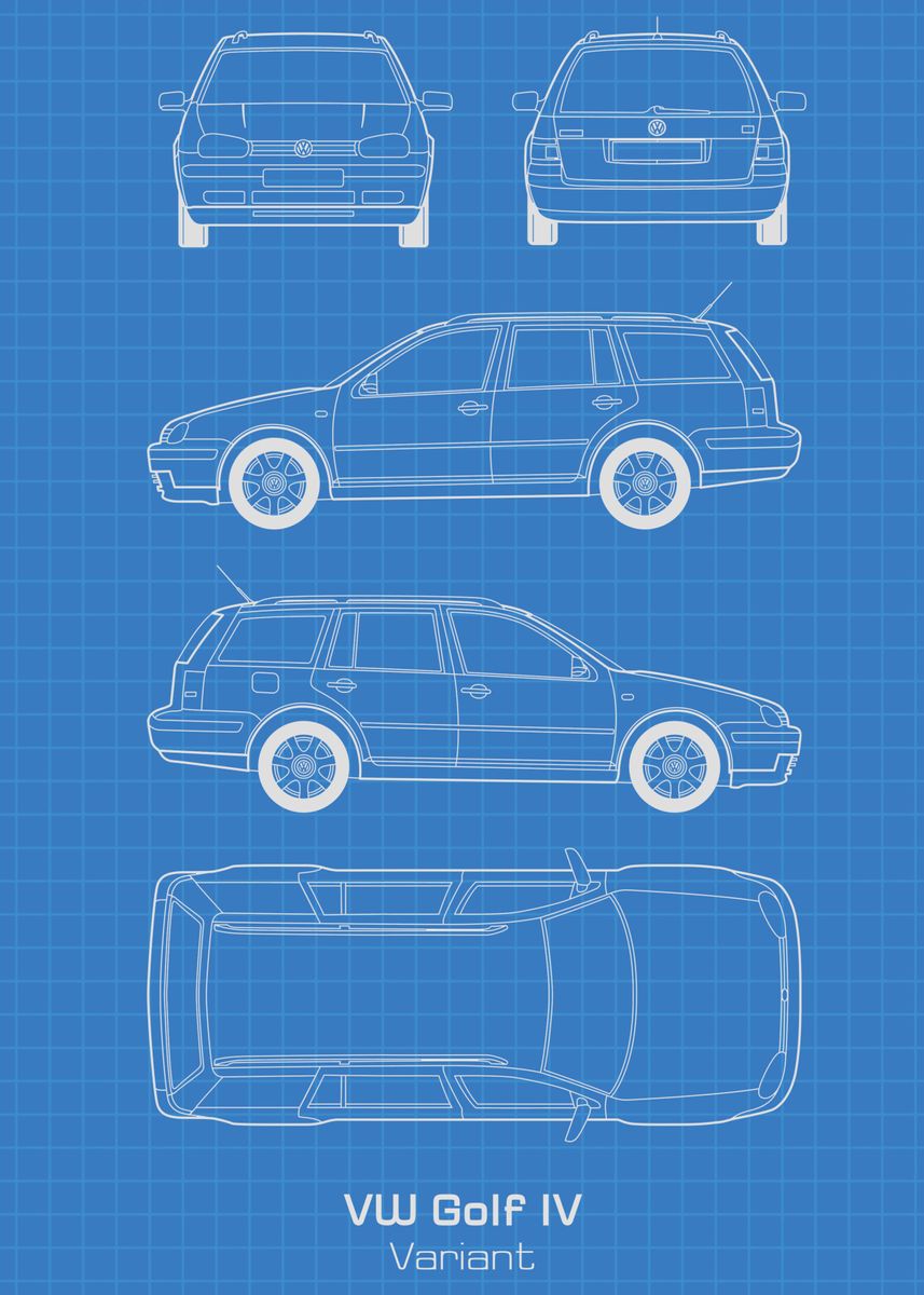 'VW Golf IV MK4' Poster, picture, metal print, paint by Aleksandras ...