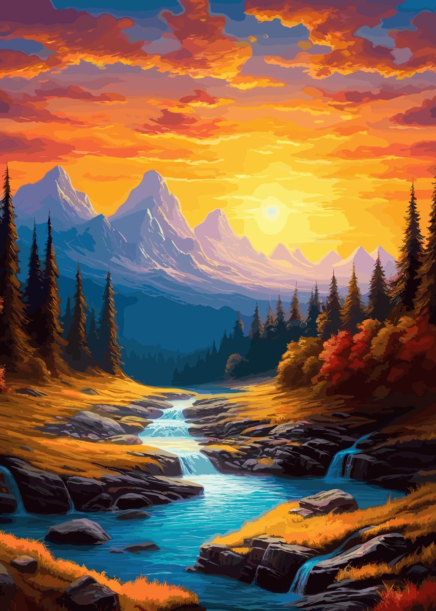 'beach sunset landscape ' Poster by Rowena Monaghan | Displate