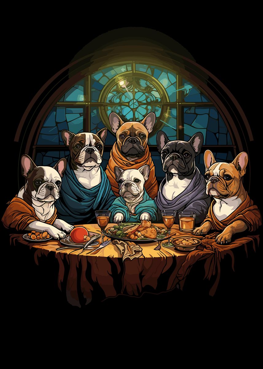 'The Last Supper Bulldogs' Poster, picture, metal print, paint by PxL ...