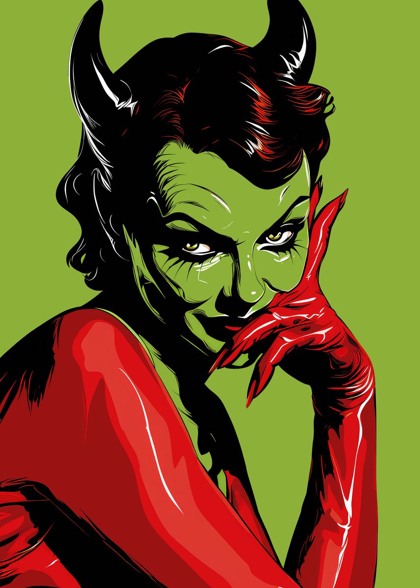'Female Demon Comic Art' Poster, picture, metal print, paint by Juka ...