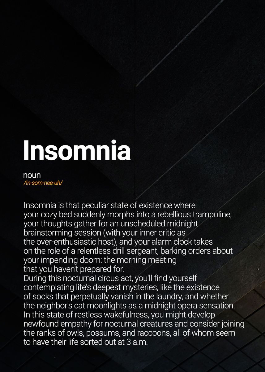 'Insomniac' Poster, picture, metal print, paint by Mr Penguin | Displate