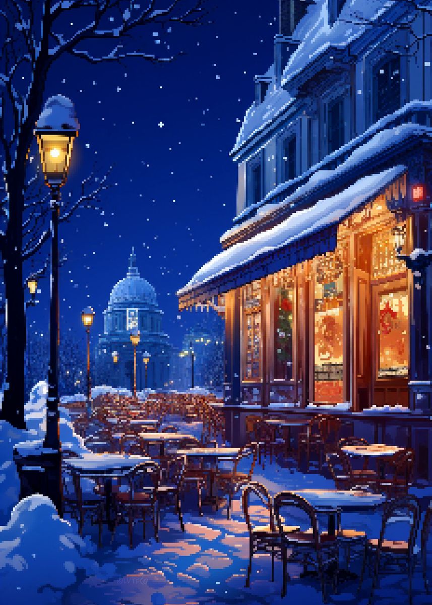 'French Cafe Pixel Art' Poster, picture, metal print, paint by LVTFCO ...
