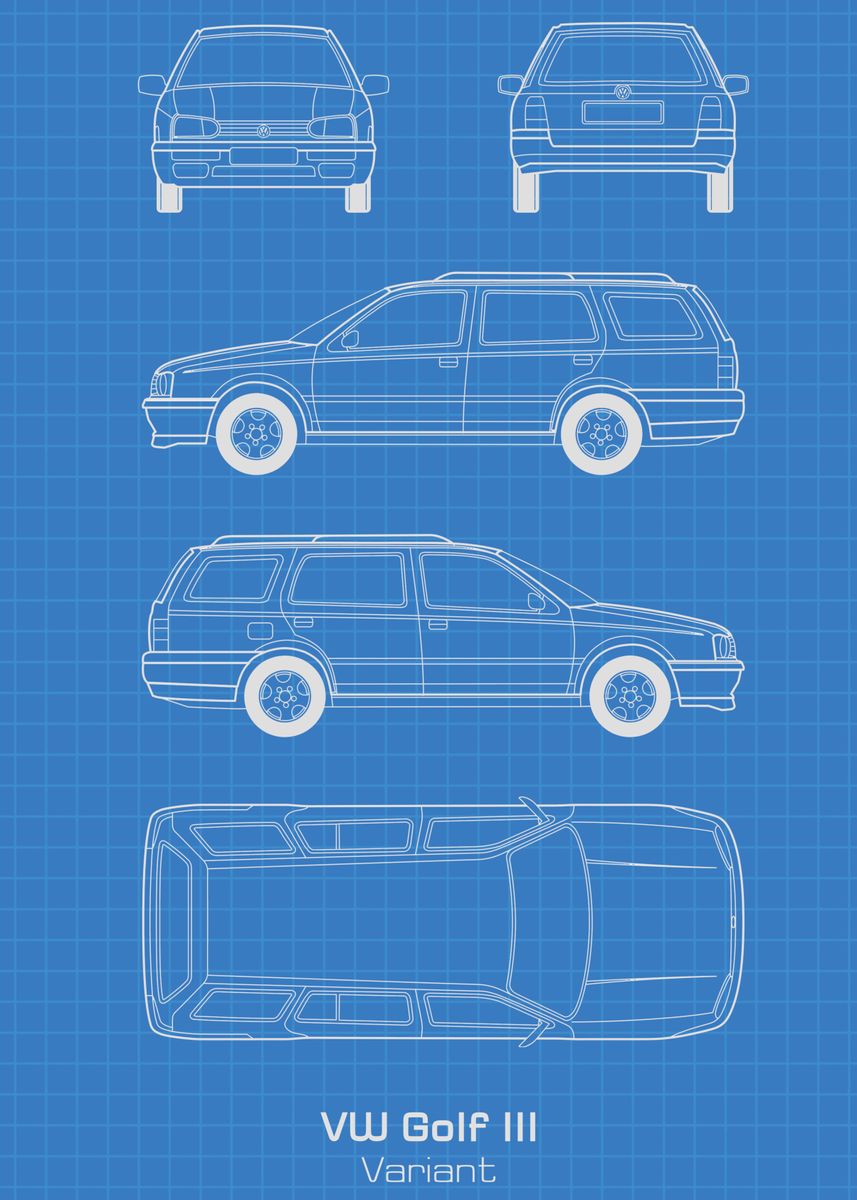 'VW Golf III MK3' Poster, picture, metal print, paint by Aleksandras ...
