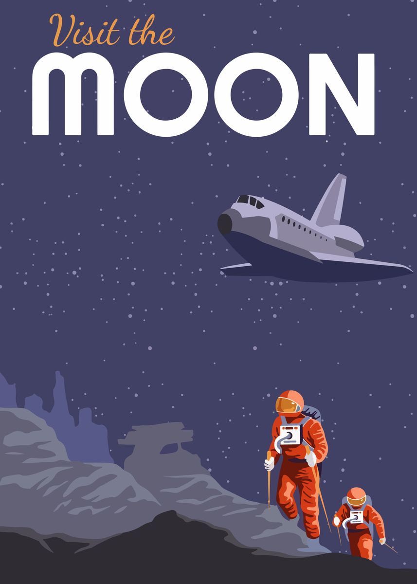 'Travel to moon' Poster, picture, metal print, paint by Addolf ...