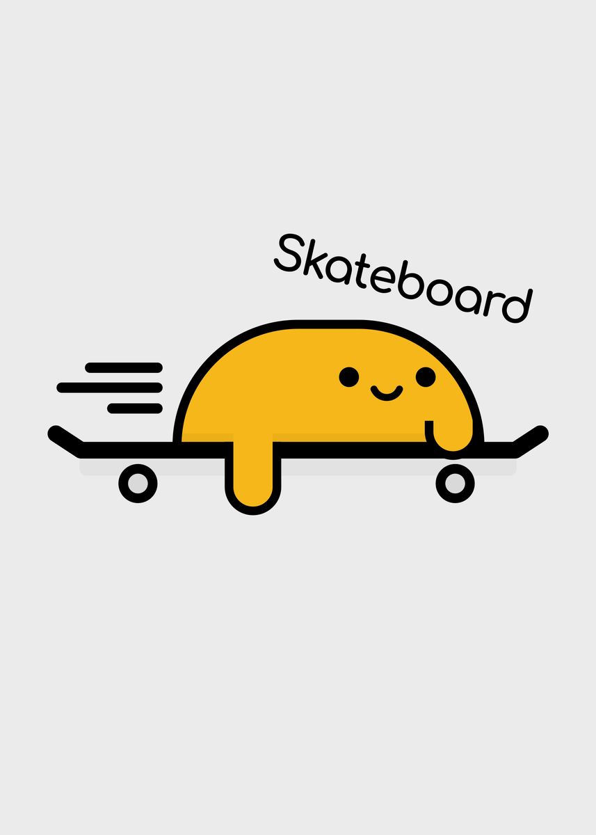 'Skateboard Yolk' Poster, picture, metal print, paint by Wisnu Harjanta ...