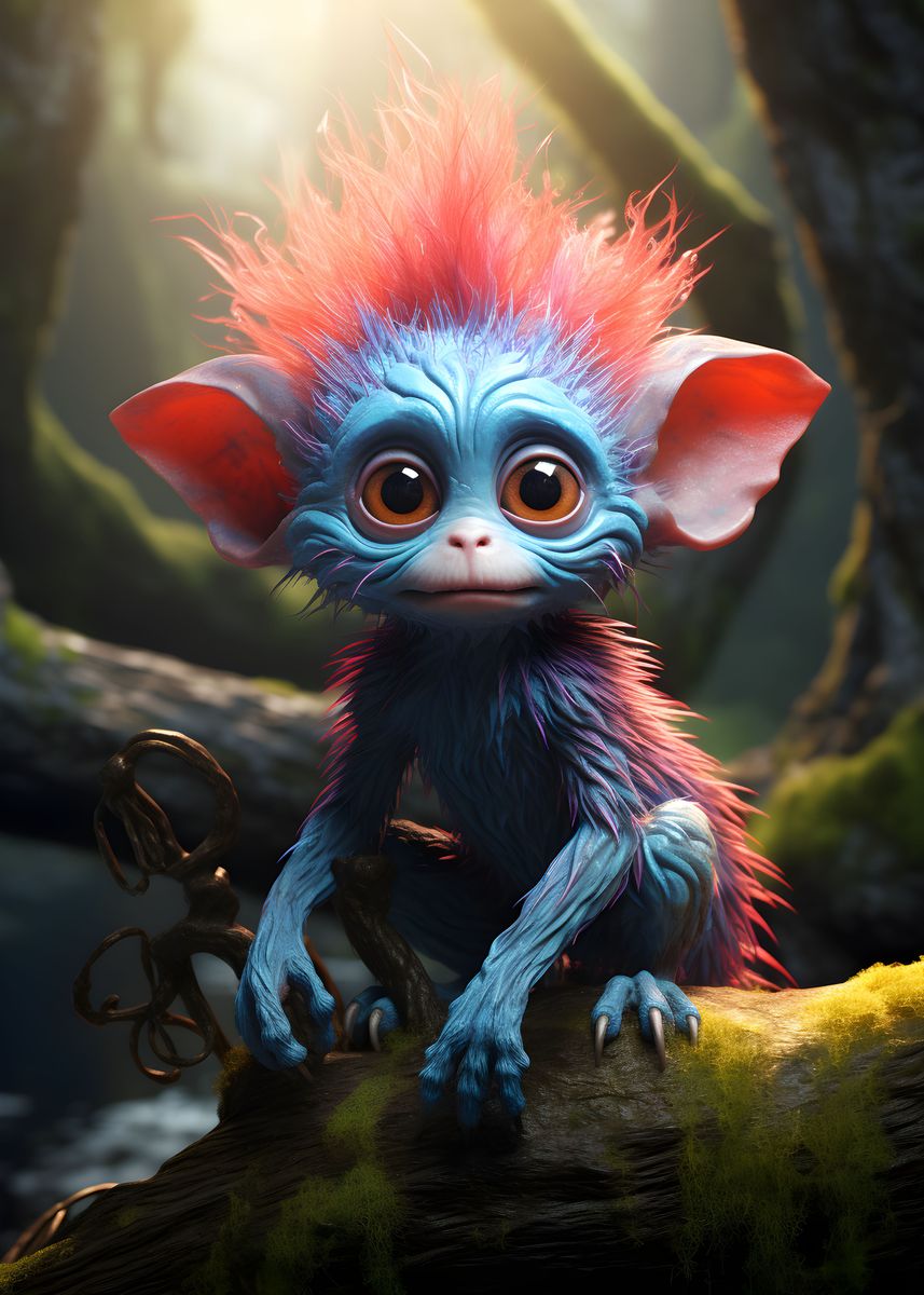 'Cute Forest Monkey Alien' Poster, picture, metal print, paint by ...