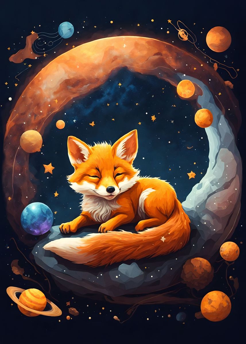 'Cute Baby Fox' Poster, picture, metal print, paint by Dream Reality ...