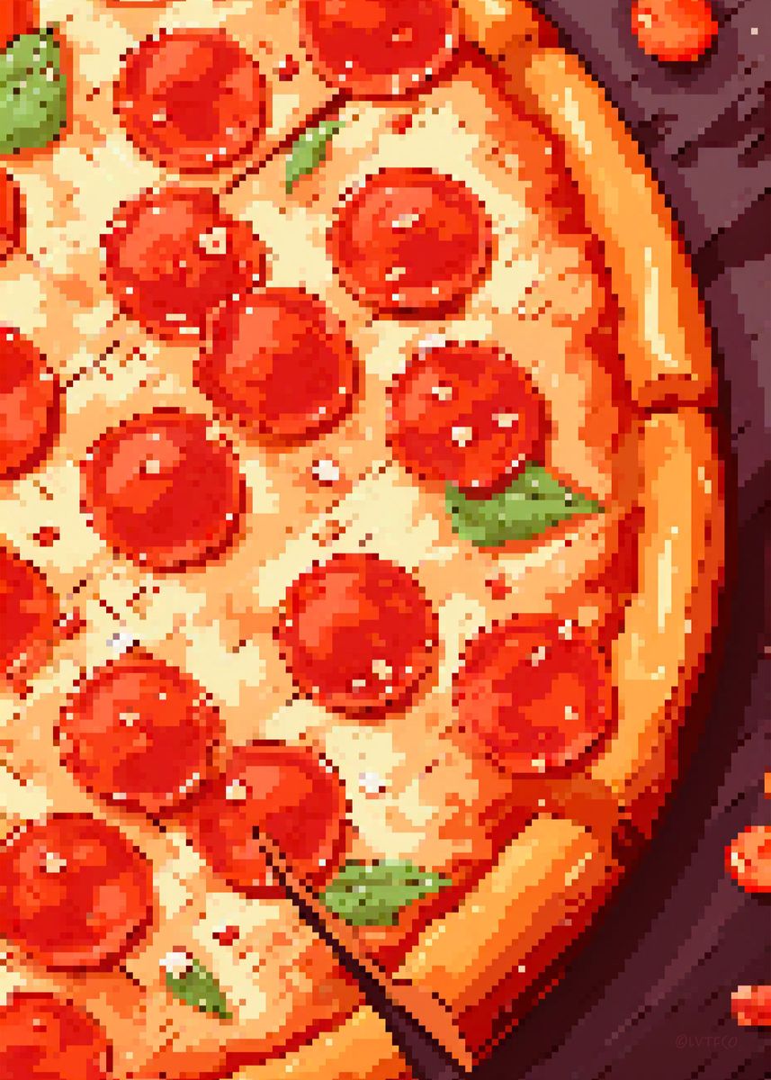 'Funny Pizza Pixel Art' Poster, picture, metal print, paint by LVTFCO ...