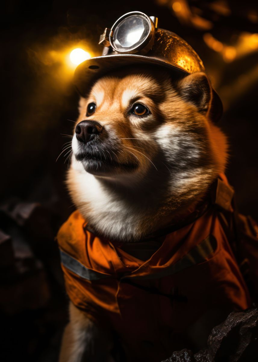 'Shiba Miner' Poster, picture, metal print, paint by jodotodesign ...