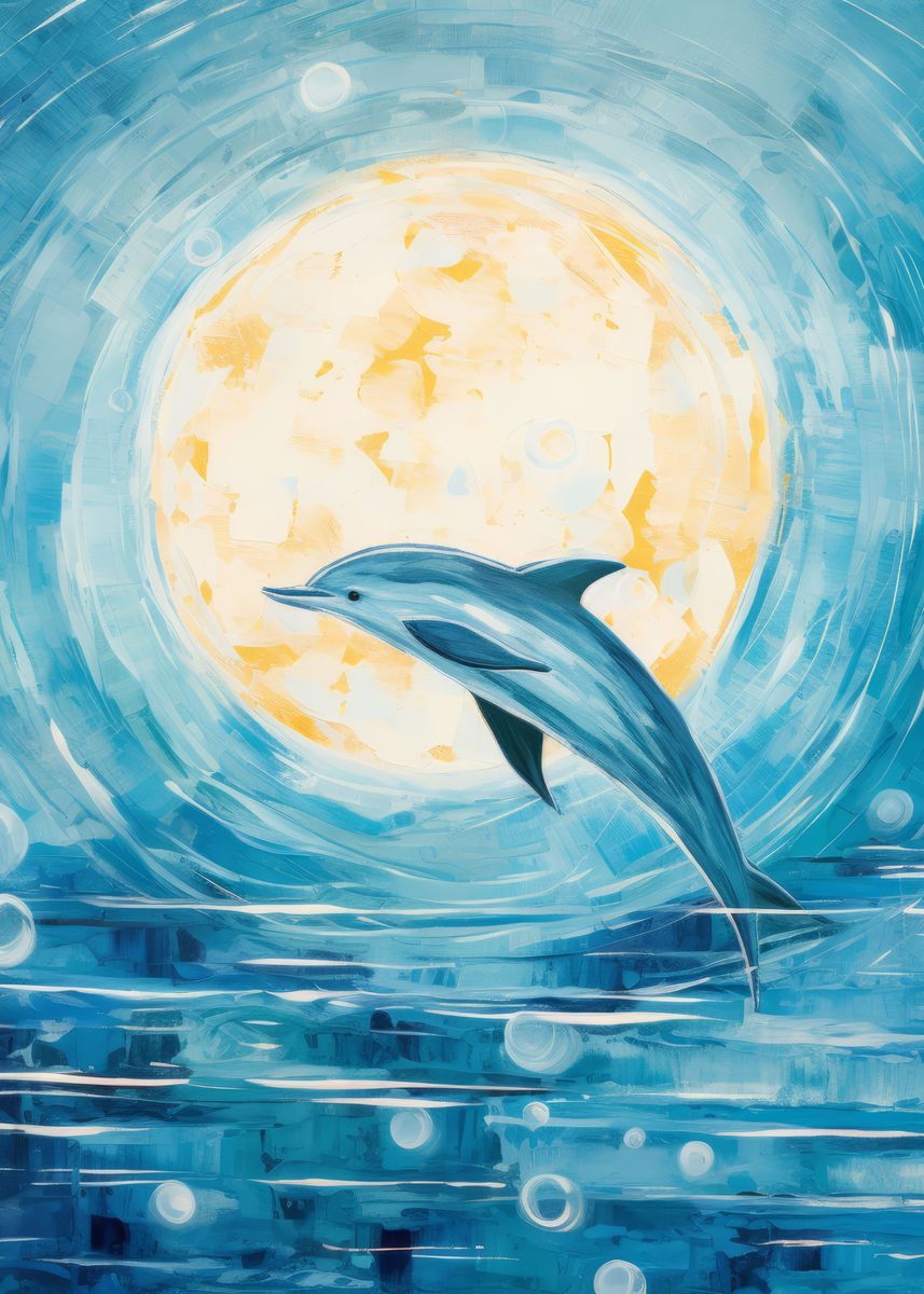 'Dolphin Abstract Sea' Poster, picture, metal print, paint by Tollaru ...