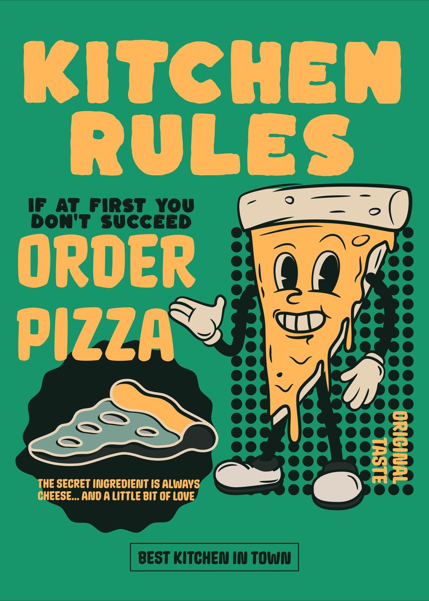 'Funny Pizza Poster' Poster by Mircea | Displate