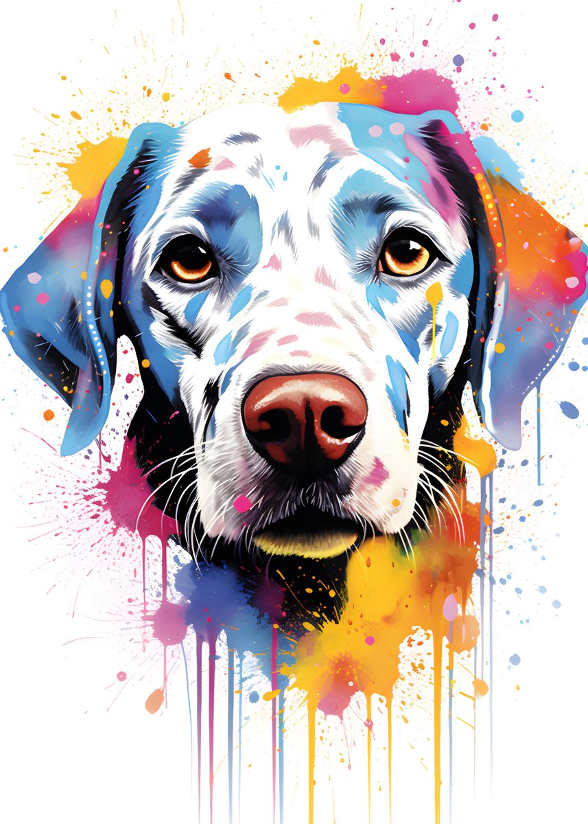'Colorful Dog Splatter' Poster, picture, metal print, paint by Chris ...