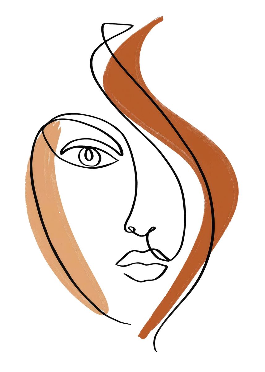 'Face Woman Lines Cecor' Poster, picture, metal print, paint by ...