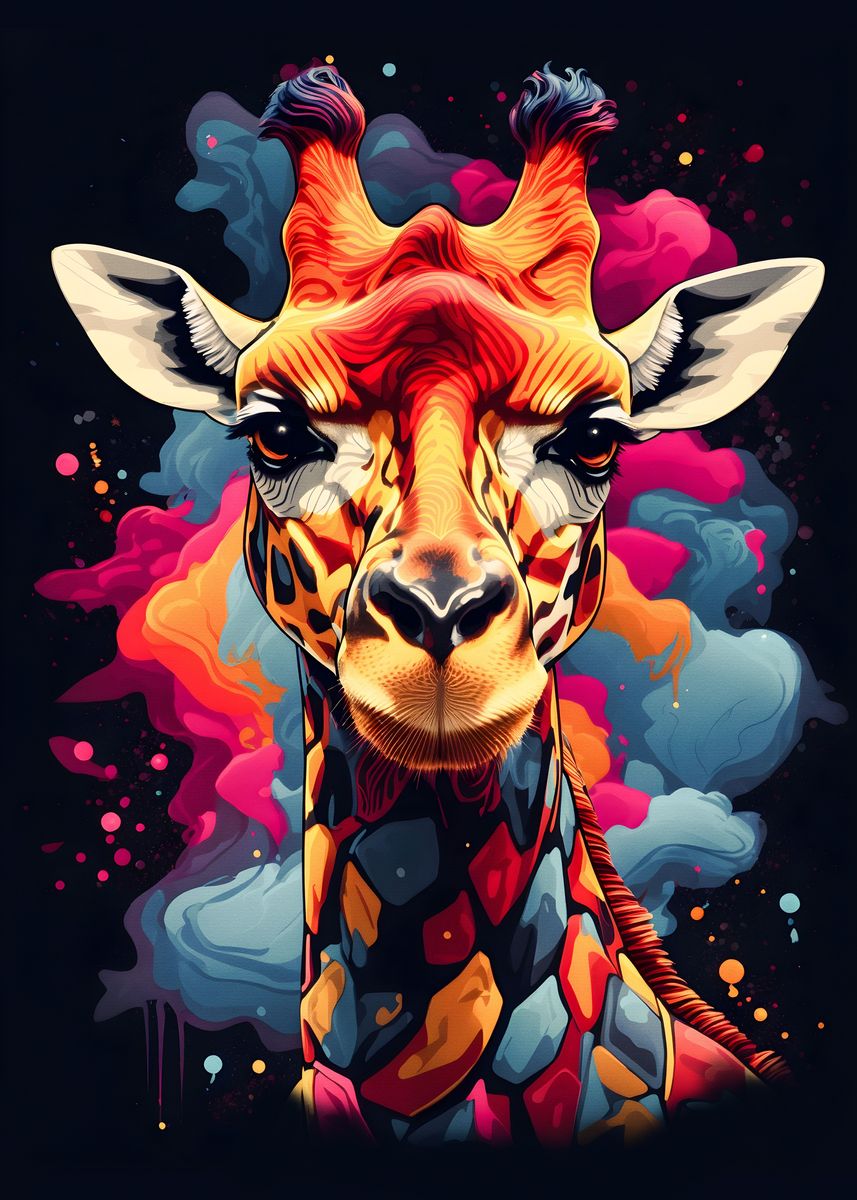 'Colorful Giraffe' Poster, picture, metal print, paint by Dream Reality ...
