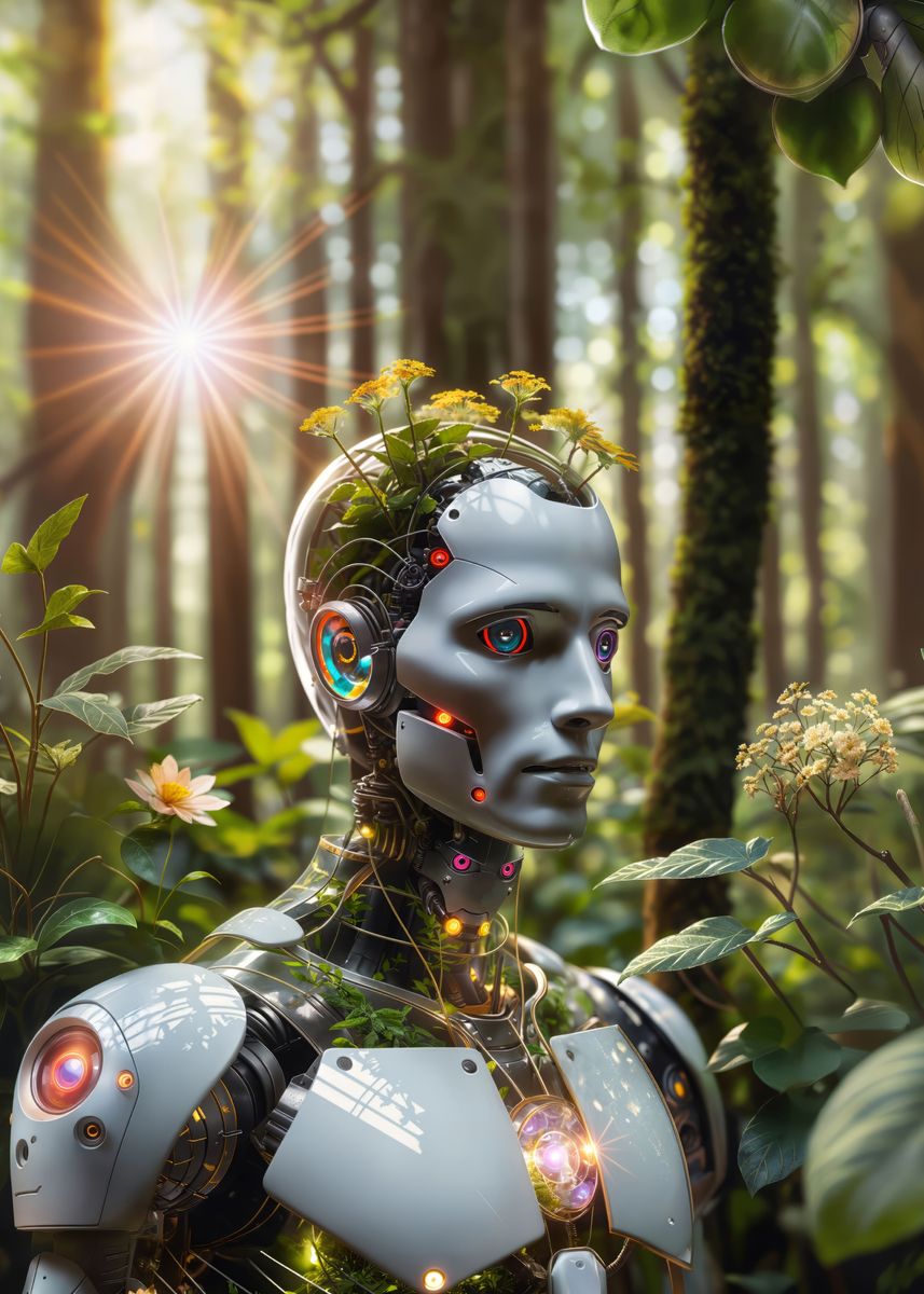 'Cyborg in the forest' Poster, picture, metal print, paint by ...