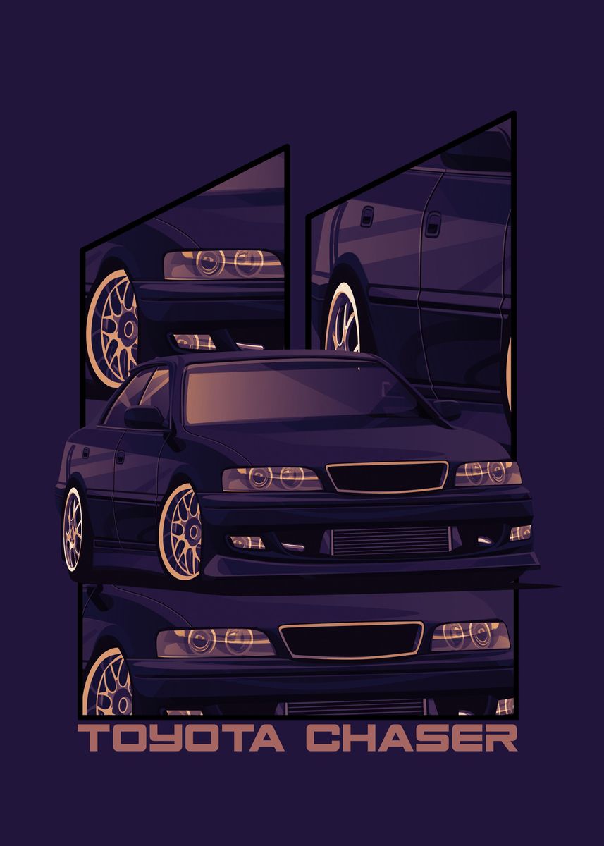 'toyota chaser black' Poster, picture, metal print, paint by capture ...