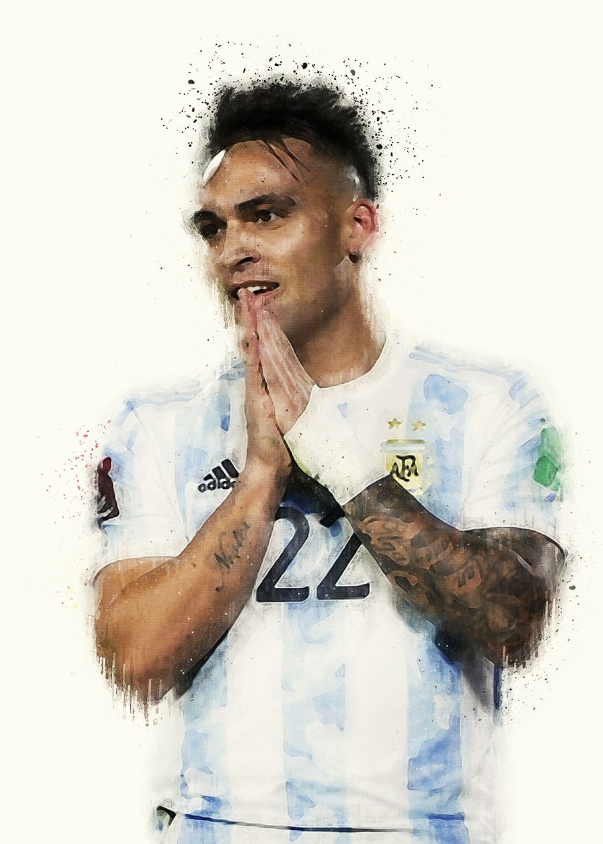 'Lautaro Martinez Portrait' Poster, picture, metal print, paint by ...
