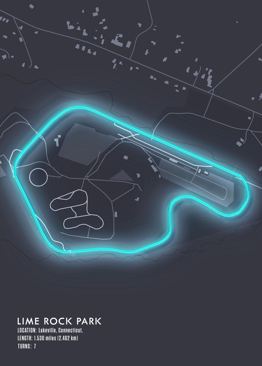 'The racetrack LIME ROCK PA' Poster, picture, metal print, paint by Van ...