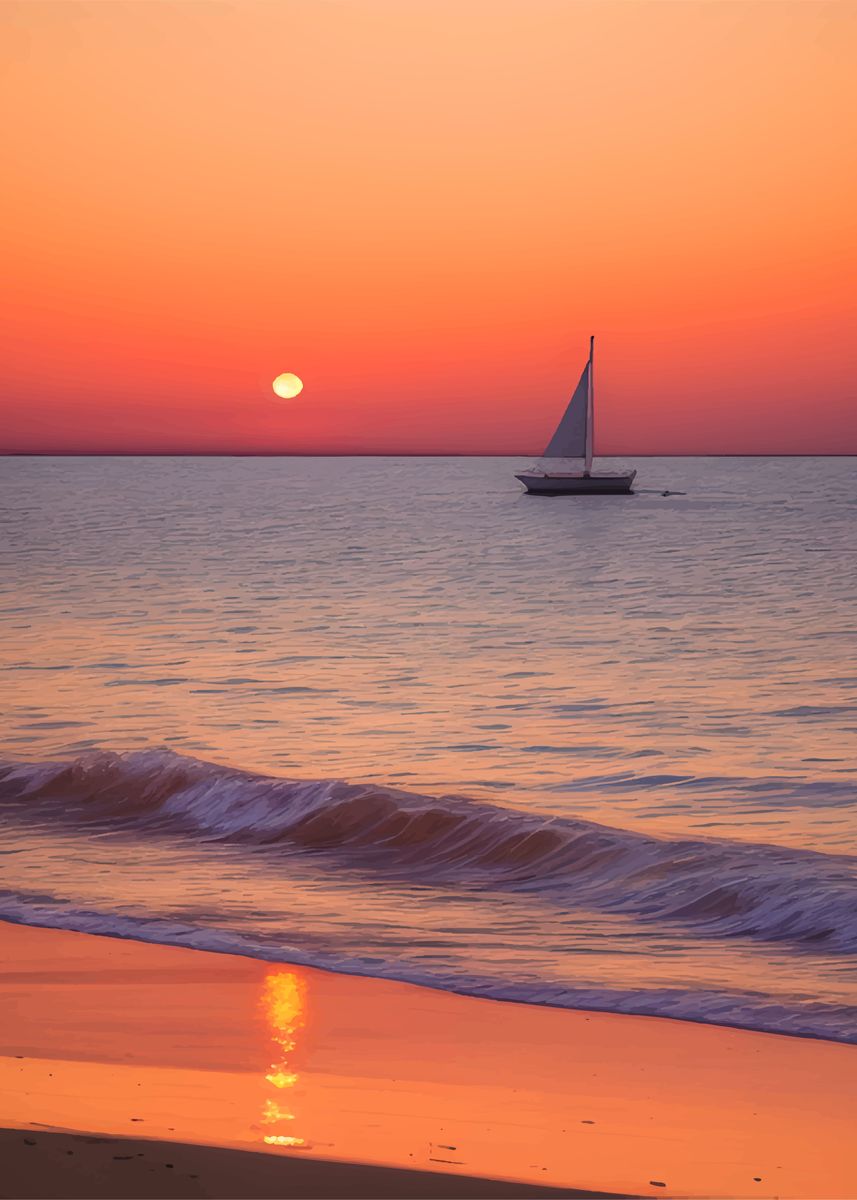 'Ethereal Sunset Serenity' Poster, picture, metal print, paint by ...