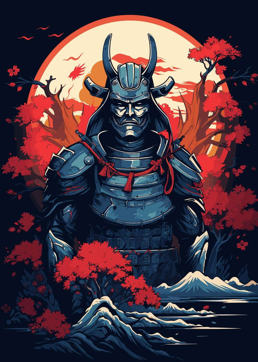 'Japanese Samurai' Poster, picture, metal print, paint by Mesh | Displate