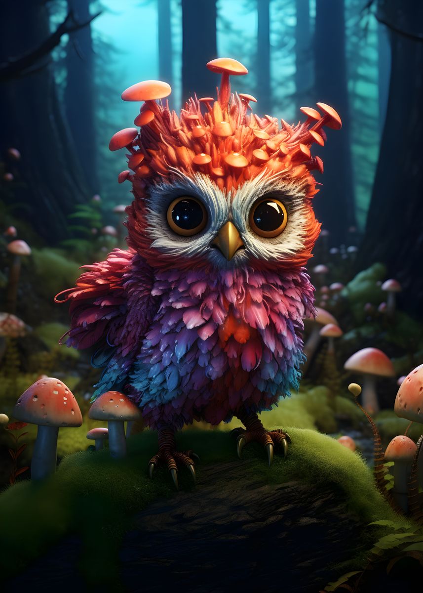 'Cute Forest Owl Alien' Poster by SuperNova | Displate